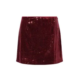 AMY LYNN Astrid Burgundy Sequin Mini Skirt - Red