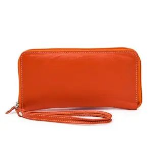HIDES LEATHER CO. Neutrals Elegant Zip Around Leather Wallet, Handmade Slim Organizer Clutch - Black