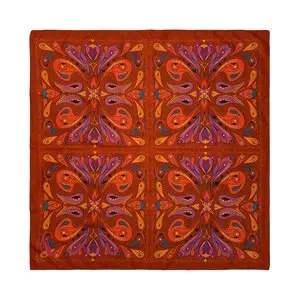 JANARA JONES Paisley Satin Twill Scarf - Red