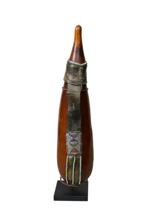 Botanical Boys Vintage Beaded Maasai Calabash Fifty Two Ten - Brown
