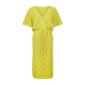 RAFFYA Santorina Knitted Midi Dress In Chartreuse