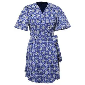 SMART AND JOY Wrap Geometric Mini Dress - Blue