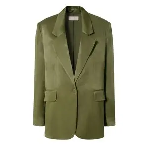 AGGI BY HALEWSKI Bellamy Satin Olive Branch Blazer - Green