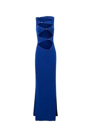 LUNA B Long Goddess Dress – Navy - Blue