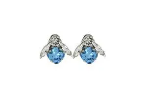 VICKISARGE The Big Bee Earrings In Platinum Pierced - Blue