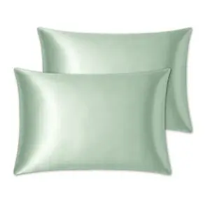 HI SILK Glacial Glacé Mulberry Silk Pillowcase Set Of Two Twenty Five Momme - Green