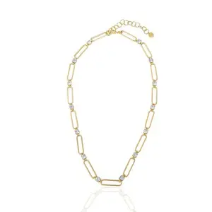 RARE MATTERS JEWELRY Clear Crystal Link Necklace - White