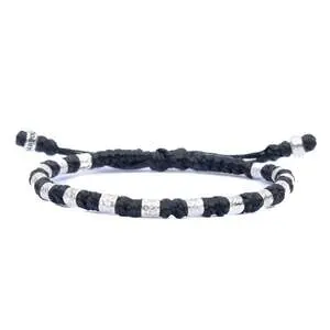 HARBOUR UK Yule Viking Silver Rope Bracelet - Black