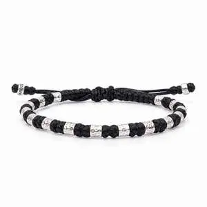HARBOUR UK Yule Viking Silver Rope Bracelet - Black