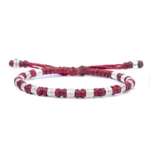 HARBOUR UK Yule Viking Silver Rope Bracelet - Red