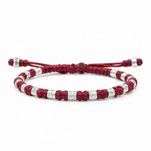 HARBOUR UK Yule Viking Silver Rope Bracelet - Red