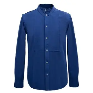 SMART AND JOY Shirt With Topstitched Bib And Removable Collar - Blue