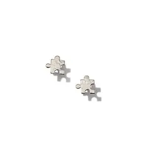 JAREDJAMIN Puzzle Piece Textured Stud Earrings Silver