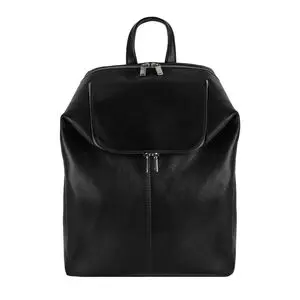 TIME RESISTANCE Leather Backpack A Bend In The River - Black