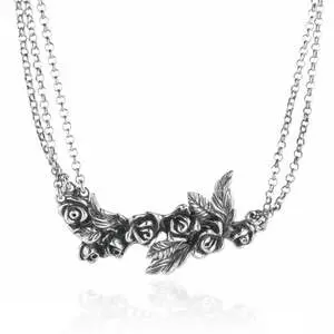 UNALOE Sterling Rose Choker Necklace – Floral Statet Necklace, Handmade Italian Jewelry - Silver