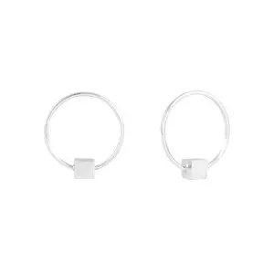 LEE RENEE Silver / Grey Cube & Hoop Earrings Classic Silver - Silver/grey