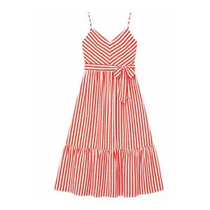 YUMI Stripe Midi Sun Dress - Red