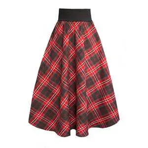 FROCK TALES Grey / Red Bonnie Midi Skirt In Red Tartan - Grey/red