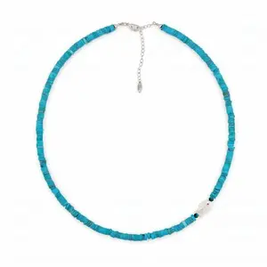 Kris Nations Turquoise & Mother Of Pearl Fish Necklace - Silver