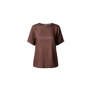 STOVARIA Silk Cotton Blend Elegant Relaxed Fit Blouse In Chocolate - Brown