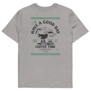 ANCHOR & CREW Heather Gustatory Have A Good Day Organic Cotton Embroidered T-shirt - Grey