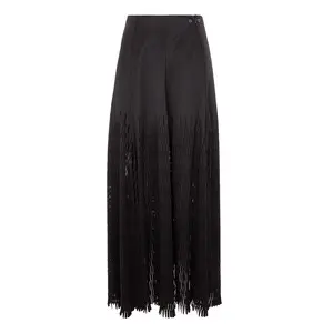 SILVIA SERBAN Long Laser Cut Paneled Skirt - Black