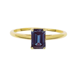 LA KAISER Solid Gold Alexandrite Baguette Ring - Yellow