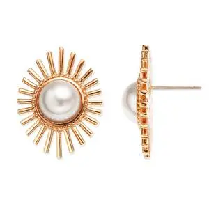 Grossé Gold / White Gold & Pearl Earrings, Series Future Floral - Gold/white