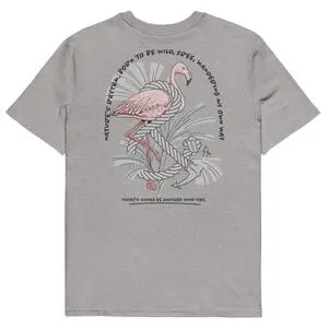 ANCHOR & CREW Heather Flamingo Another Good Day Organic Cotton T-shirt - Grey