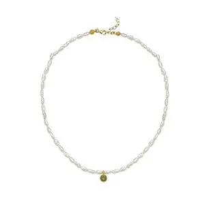 LINYA JEWELLERY Zodiac Pendant Pearl Necklace - Green