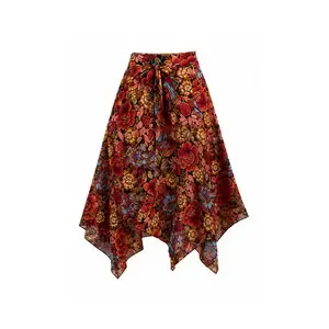 LUMINA ELIGMA Bohemian Midi Skirt Floral Pattern - Red