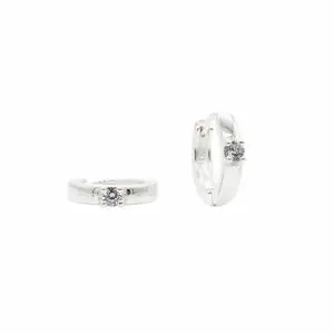 MHART Clicker Mini Hoops – Moissanite Precision Hinged Earrings - Silver