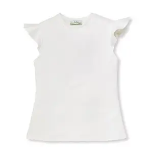 HEDGE White / Black Finlay Flounce Sleeve Performance Top - White/black