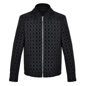 DAVID WEJ Kensington Luxury Velvet Jacquard Aviator Jacket - Black
