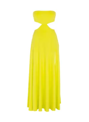 HELENE GALWAS Gloria Neon- Cotton Bandeau Dress - Yellow