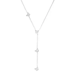KYLIE HARPER Sterling Mother Of Pearl Floating Butterfly Y Necklace - Silver