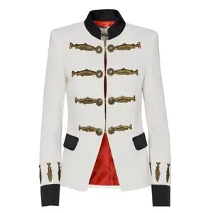 THE EXTREME COLLECTION Neutrals / Ivory Military Tailored Blazer With Gold Embroidery - White