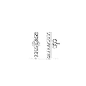 SPERO LONDON Bar Stud Zirconia Earring Sterling - Silver