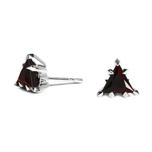 KASUN LONDON Trillion Garnet Stud Earrings