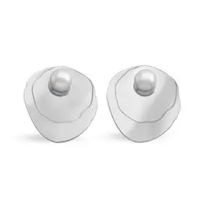 SILVER MOON Pearl Sterling Earrings – Genesis - Silver