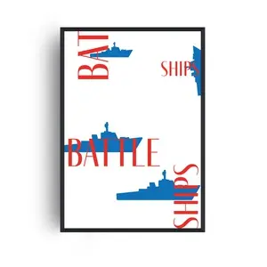 FANCLUB Red / Blue Battleships Retro Giclée Art Print A2 - Red/blue
