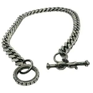 TG-JEWELLERY BY TAMARA GERVASIO Silver / Black Celtic Bird Curb Chain Choker Necklace– Sterling Silver - Silver/black