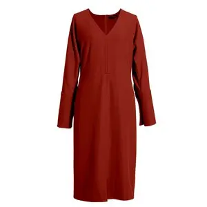 SMART AND JOY Bat Sleeves And V-neck Dress Rust - Red