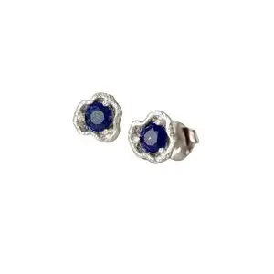 CLAIRE HILL DESIGNS Lapis Lazuli Lichen Stud Earrings - Silver