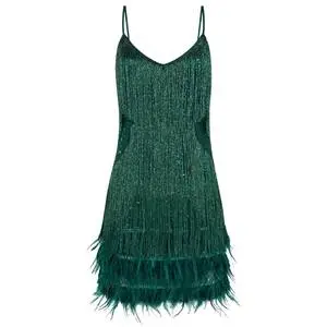 PRETTY ECCENTRIC Hundred Watt Tassel Dress - Green