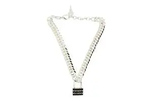VICKISARGE Black / Silver The Tile Lock Necklace In Silver - Black/silver