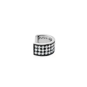 SALLY SKOUFIS Destiny Ear Cuff With White Cubic Zirconia In Platinum And Silver White/silver/black