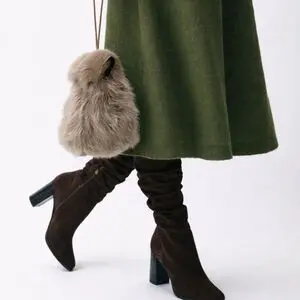 OWEN BARRY Neutrals Sheepskin Grab Bag Aubrac Taupe Darwen British Made - Black/gray