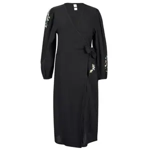 EM & SHI Lily Of The Valley Wrap Dress - Black