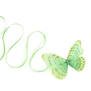 Oana Savu Mint Silk Butterfly Ribbon Tie Choker Necklace - Green